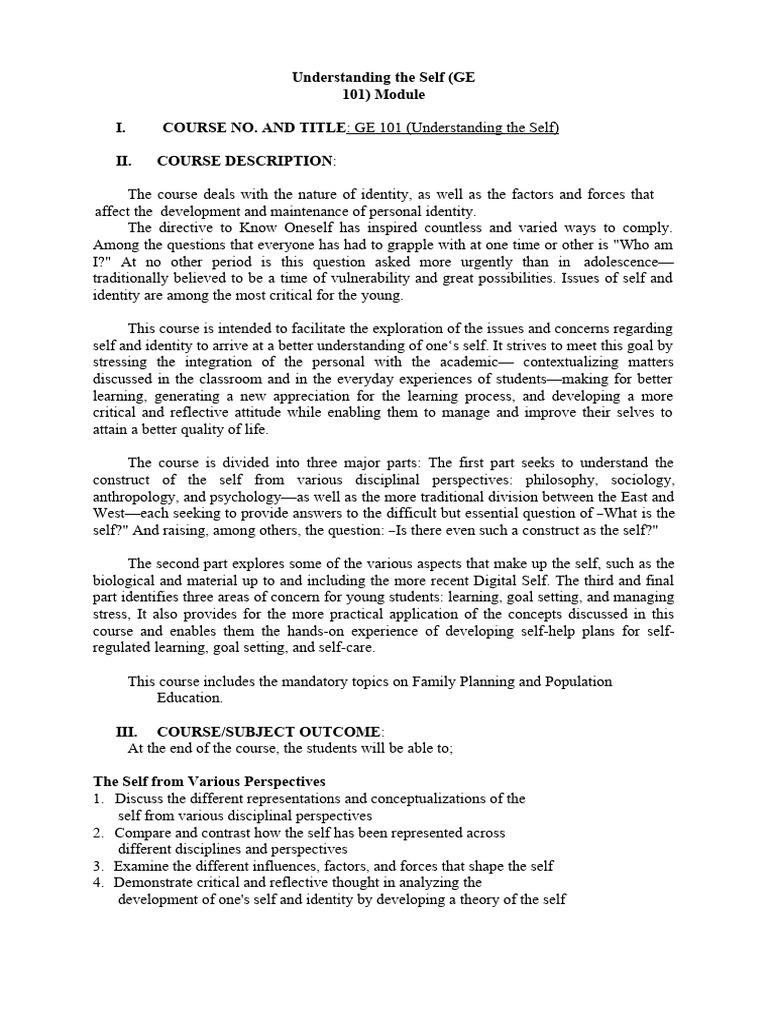 MODULE-UNDERSTANDING-THE-SELF | PDF | Self Concept | Soul