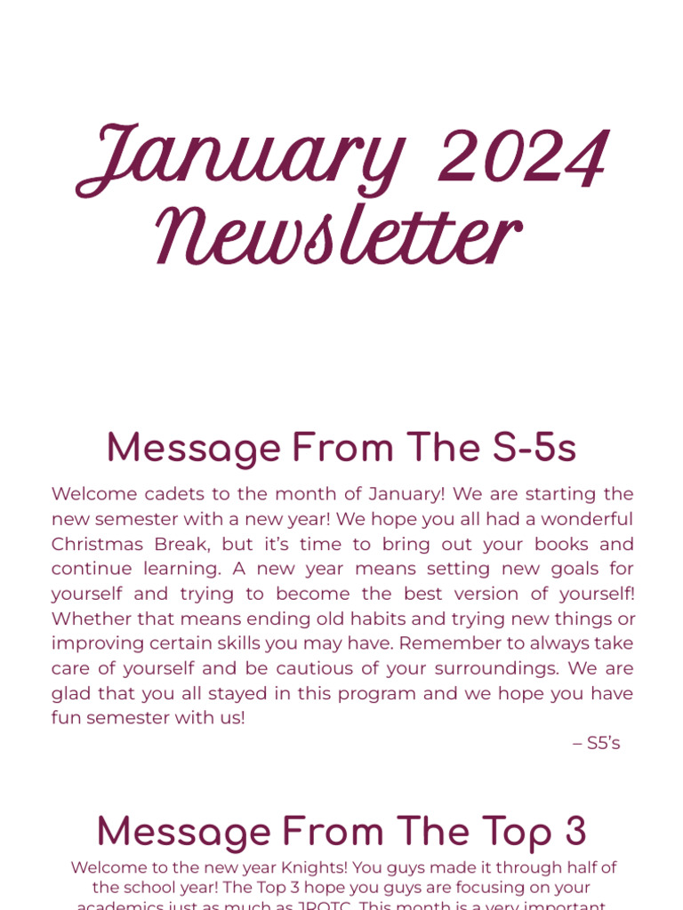 January Newsletter 1 | PDF | Military Organization | Military