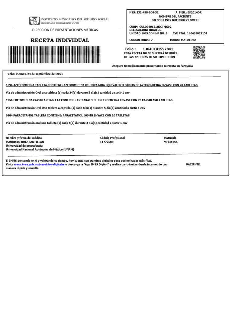 Receta Editable | PDF | Ciencias de la Salud | Tratamientos médicos