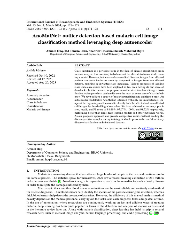 Autoencoder Tackles Malaria Detection | PDF