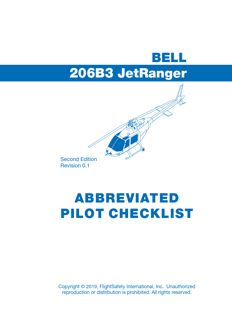 Bell 206B3 Pilot Checklist | PDF | Helicopter Rotor | Aviation