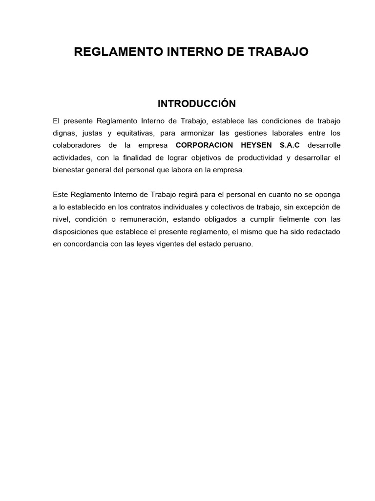 Modelo de Reglamento Interno de Trabajo (RIT) | PDF | Derecho laboral | Business