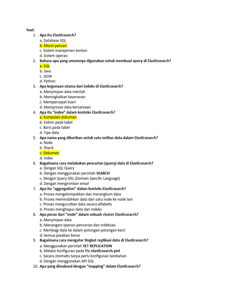 Kuis Dasar Elasticsearch | PDF