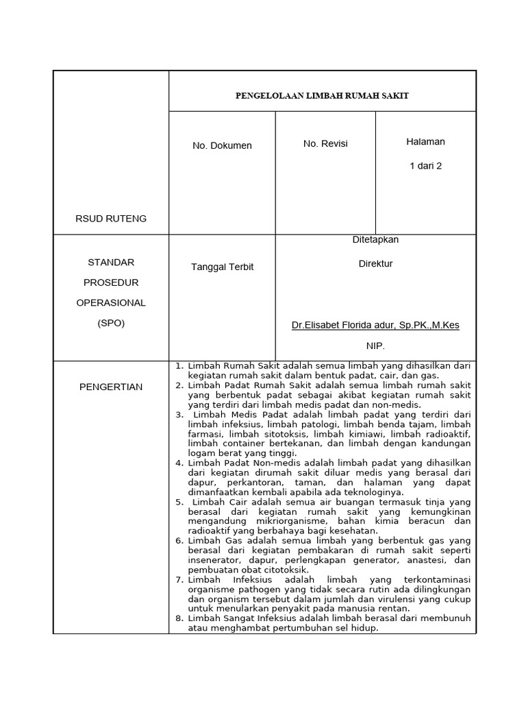 Sop Penanganan Limbah | PDF