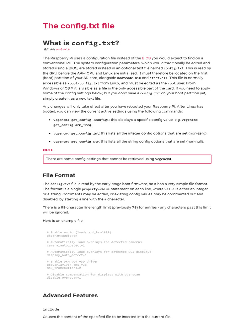 Raspberry Pi Documentation - The Config | PDF | Raspberry Pi | Booting