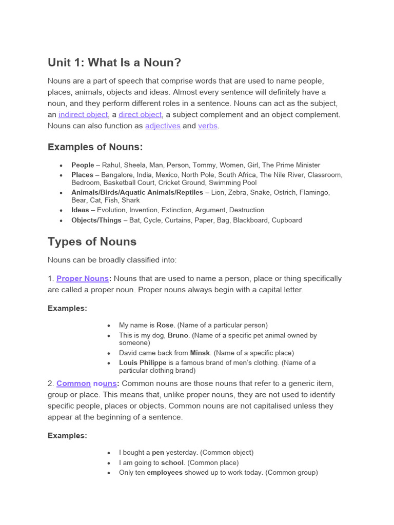 Unit 1 What Is A Noun | PDF | Noun | Adjective