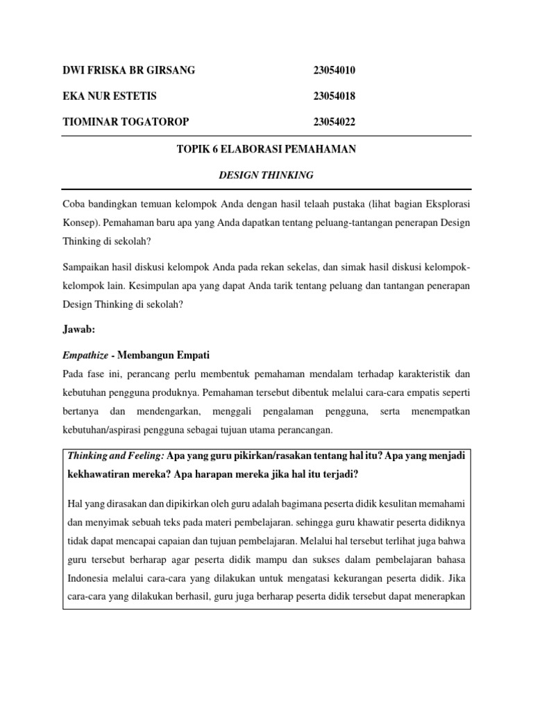 Tiominar Togatorop T6-6 Elaborasi Pemahaman | PDF