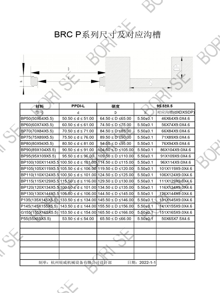垫片BRC产品尺寸表 | PDF