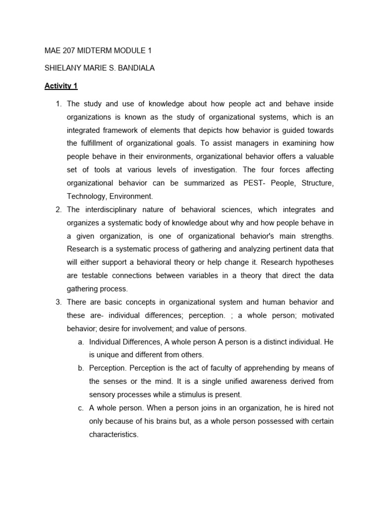 Understanding Organizational Behavior Concepts | PDF