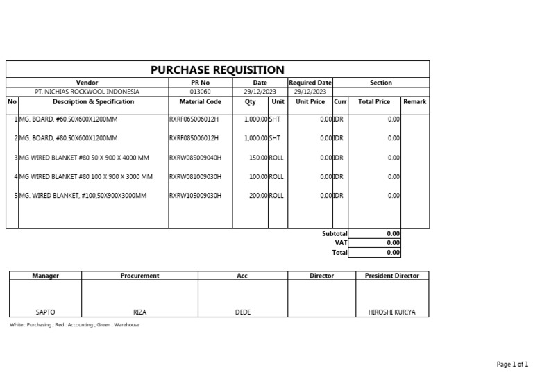 Purchase Requisition | PDF