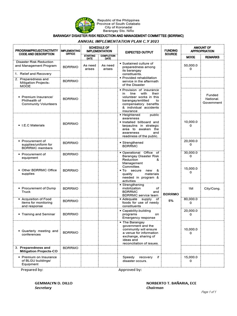 BDRRMC-2023-PPA-2-3-23 | PDF | Emergency Management | Risk