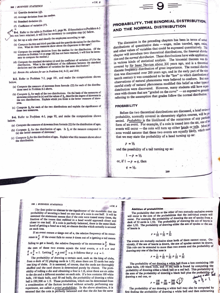 Probability Binomial Distribution and Normal Distribution PDF