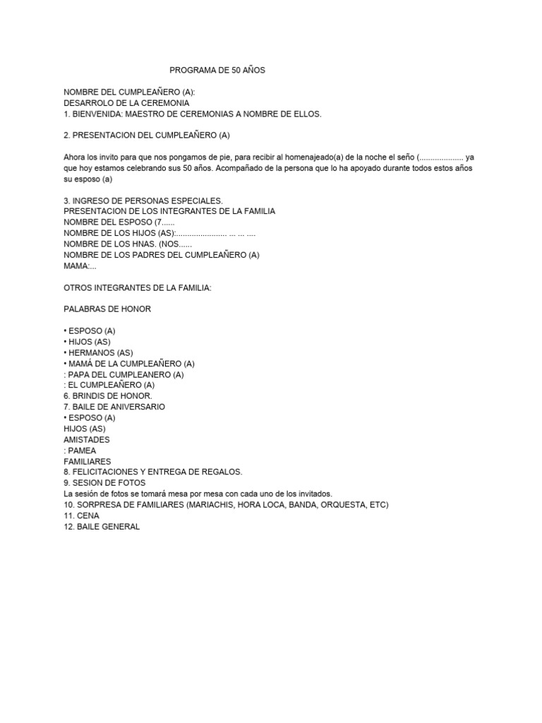 Programa de 50 Años | PDF