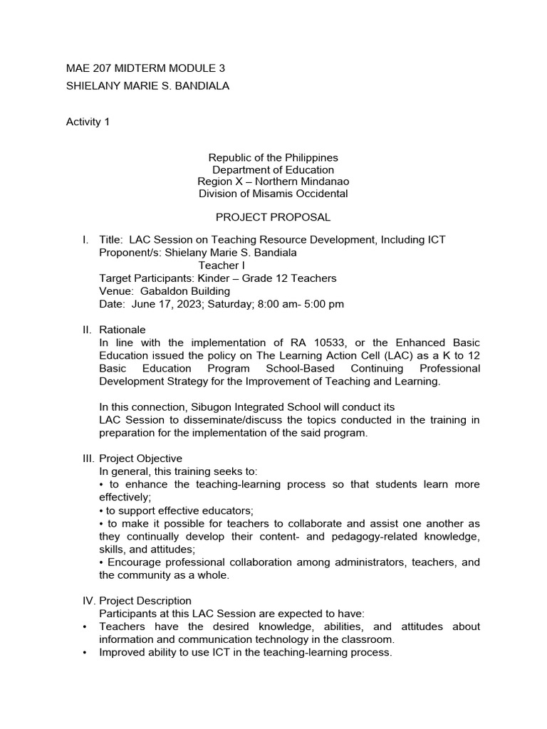 LAC Session Proposal for Teacher Training | PDF | Stress (Biology ...