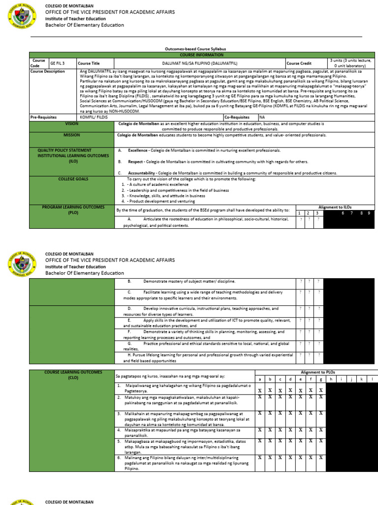 DALUMAT Syllabus (New) | PDF | Learning | Human Communication