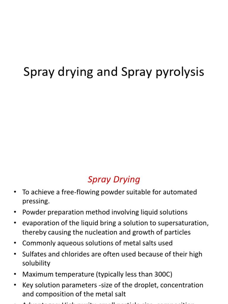 Spray Drying and Spray Pyrolysis | PDF | Precipitation (Chemistry) | Solubility