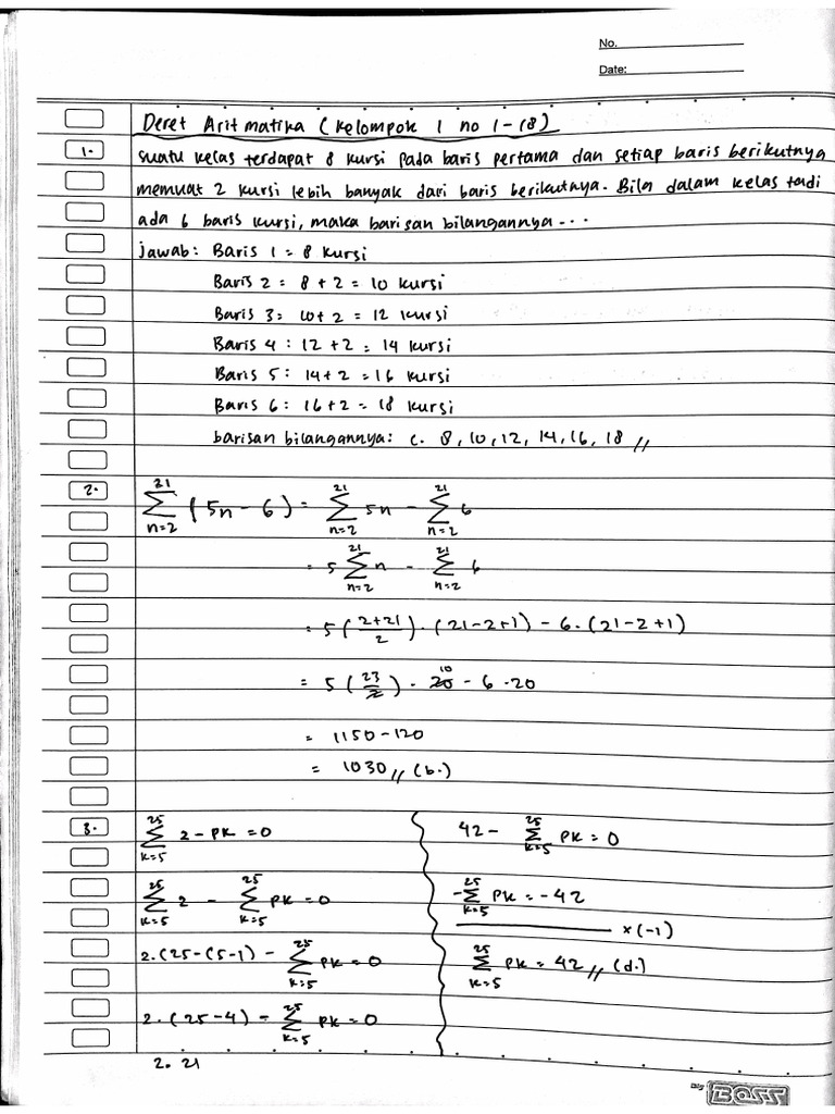 Deret Aritmatika Kel. 1 (No. 1-8) | PDF