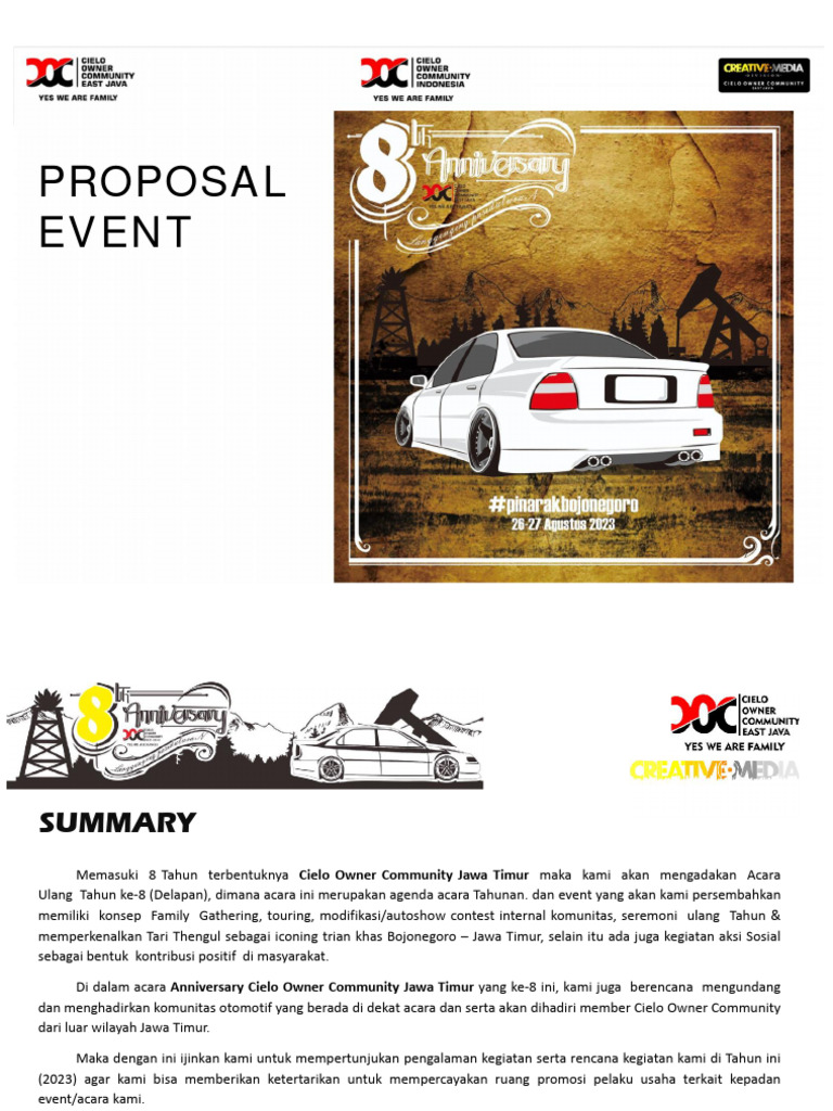 Proposal Kegiatan Anniversary8 Coc Jatim 2023 Fix | PDF