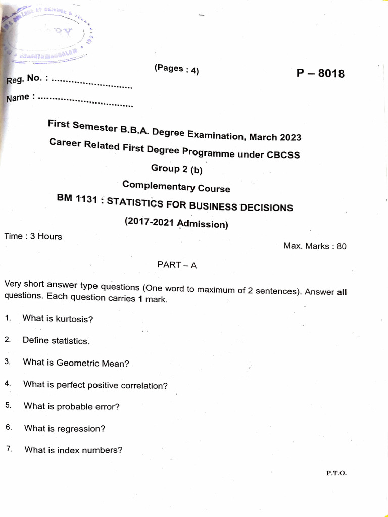Business Statistics Exam Questions | PDF | Mean | Statistics