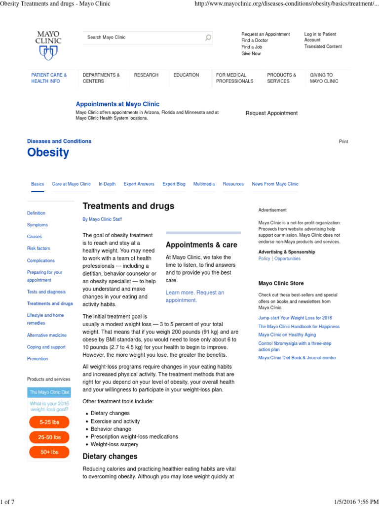 Obesity Treatments and drugs - Mayo Clinic | PDF | Bariatric Surgery ...