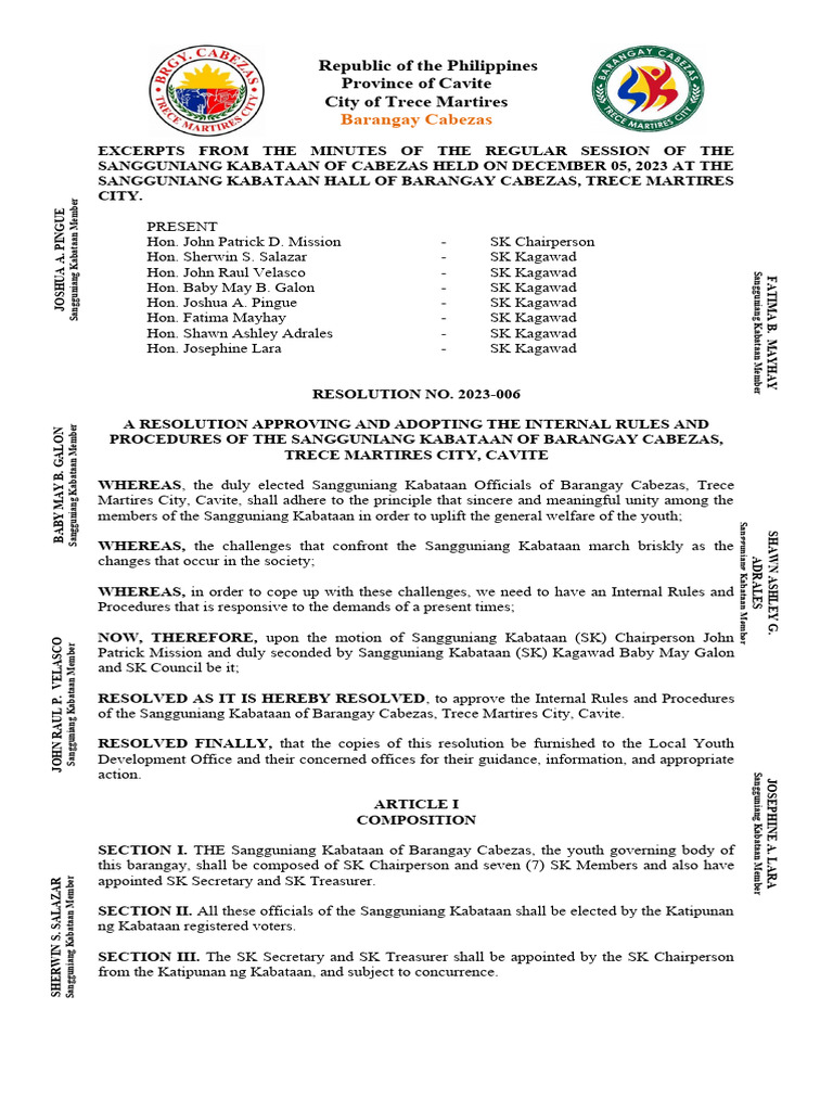 2023 005 - Internal Rules and Regulations | Download Free PDF | Quorum ...