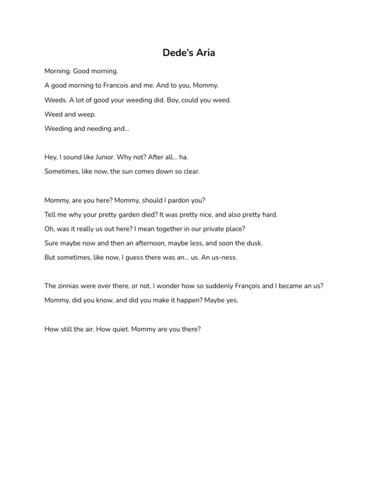 Dede's Aria Words | PDF | Art | Poetry