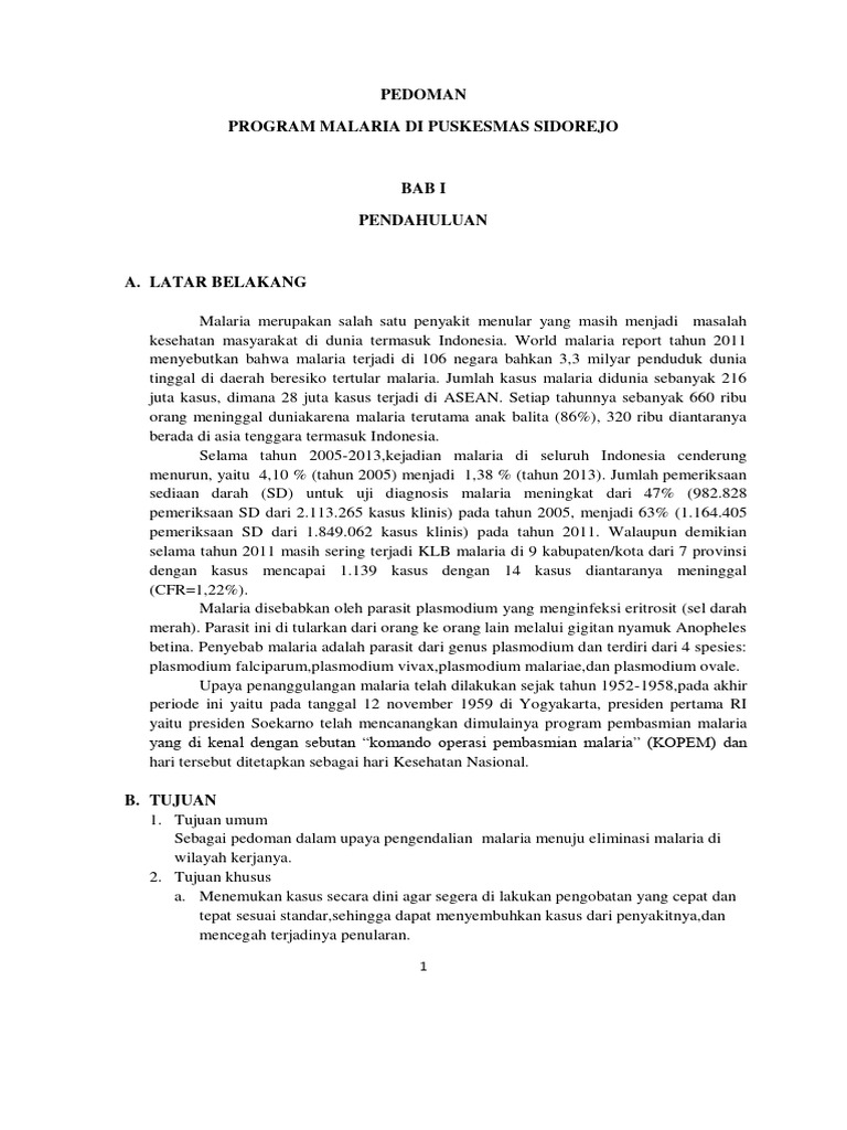 1.pedoman Malaria | PDF | Pengembangan Diri
