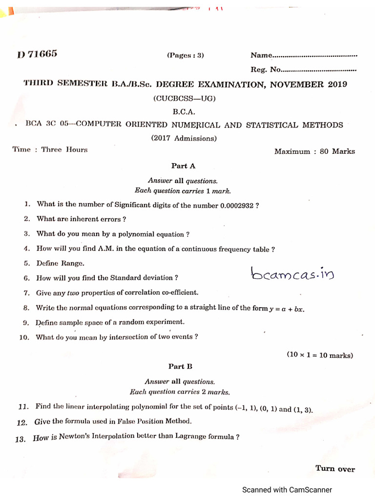 Computer Oriented Numerical and Statistical Method | PDF