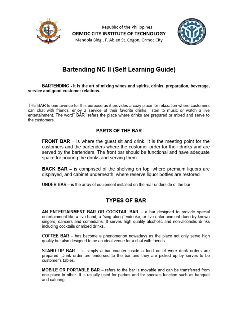 Bartending Self Learning Guide | PDF | Beer | Drink