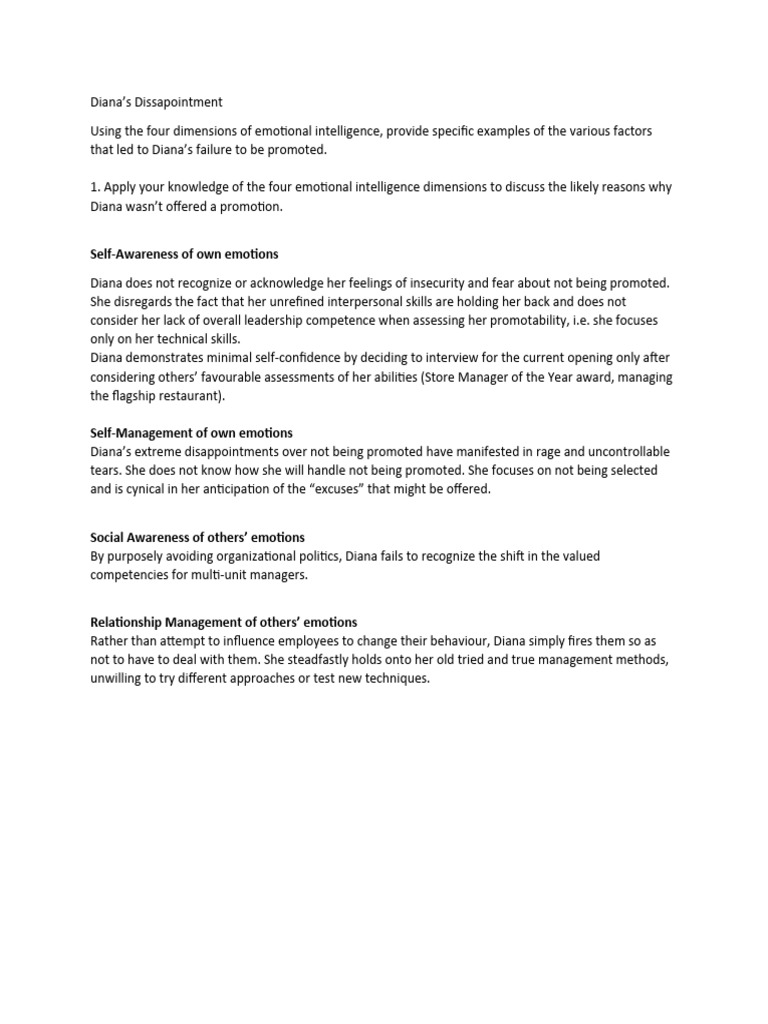 Diana Dissapointment Discussion Answers | PDF | Self-Improvement