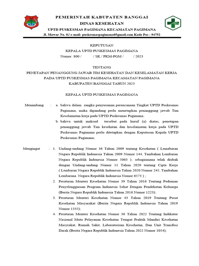 Bab 1.3.6a SK Tim K3 | PDF