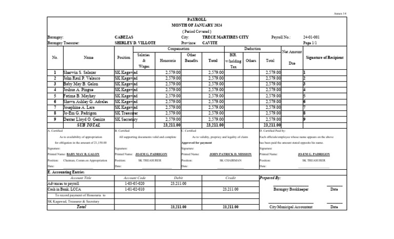 PAYROLL 2024 | PDF | Payroll | Service Industries