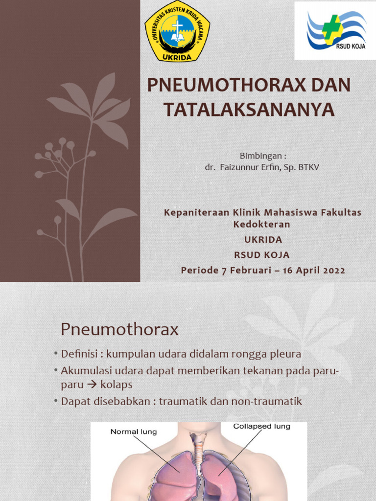 Pneumothorax Dan Tatalaksananya | PDF | Sains & Matematika