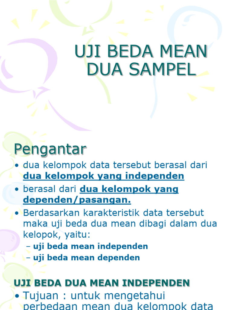 Sesi 12-Uji Beda 2 Mean | PDF | Metode & Bahan Ajar