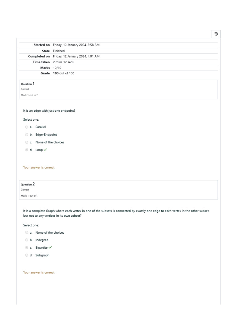 Graph Theory Quiz Results | PDF | Vertex (Graph Theory) | Graph Theory