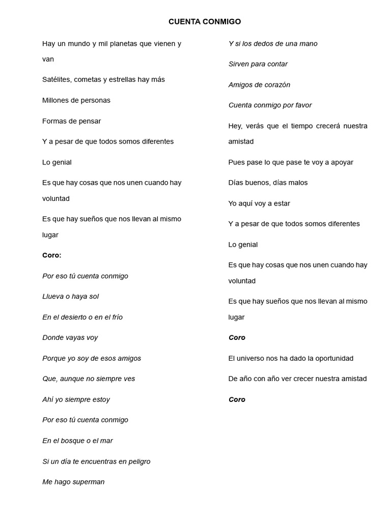 Cuenta Conmigo - Canción | PDF