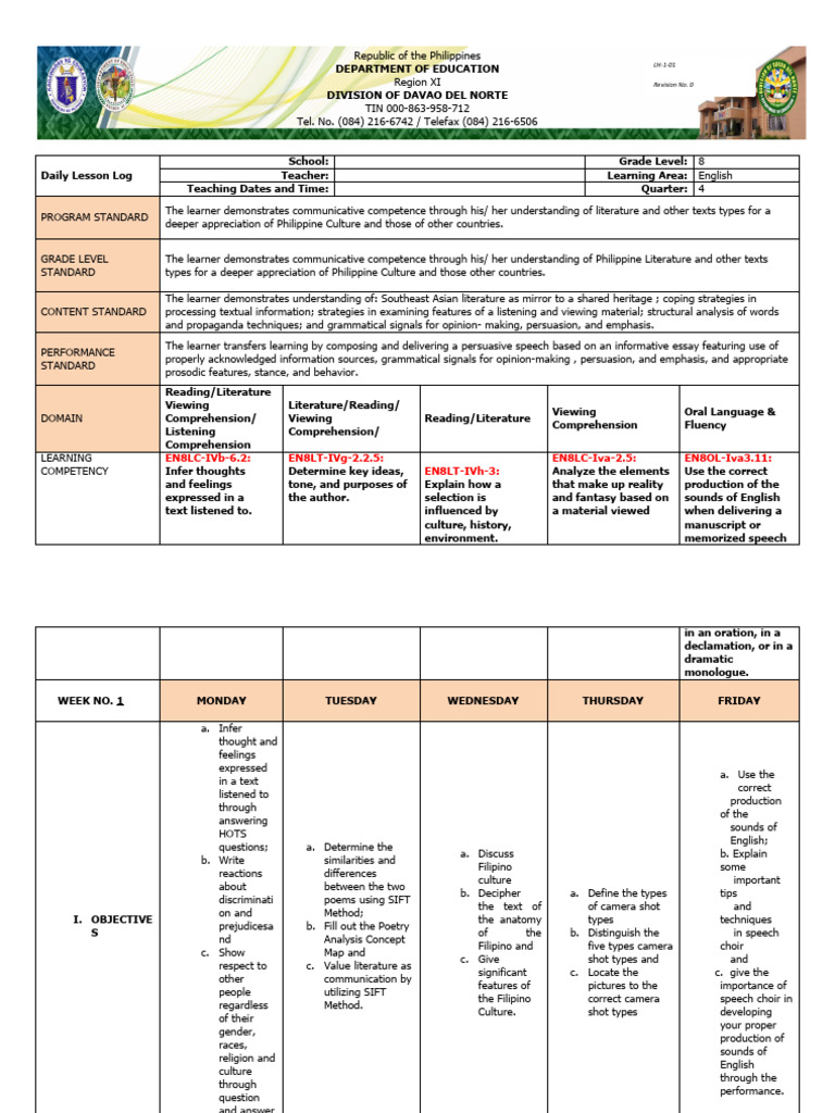 En8Lc-Ivb-6.2: En8Lt-Ivg-2.2.5: En8Lt-Ivh-3: En8Lc-Iva-2.5: En8Ol-Iva3.11 | PDF | Reading ...