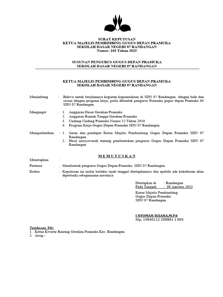 Surat Keputusan Pramuka | PDF