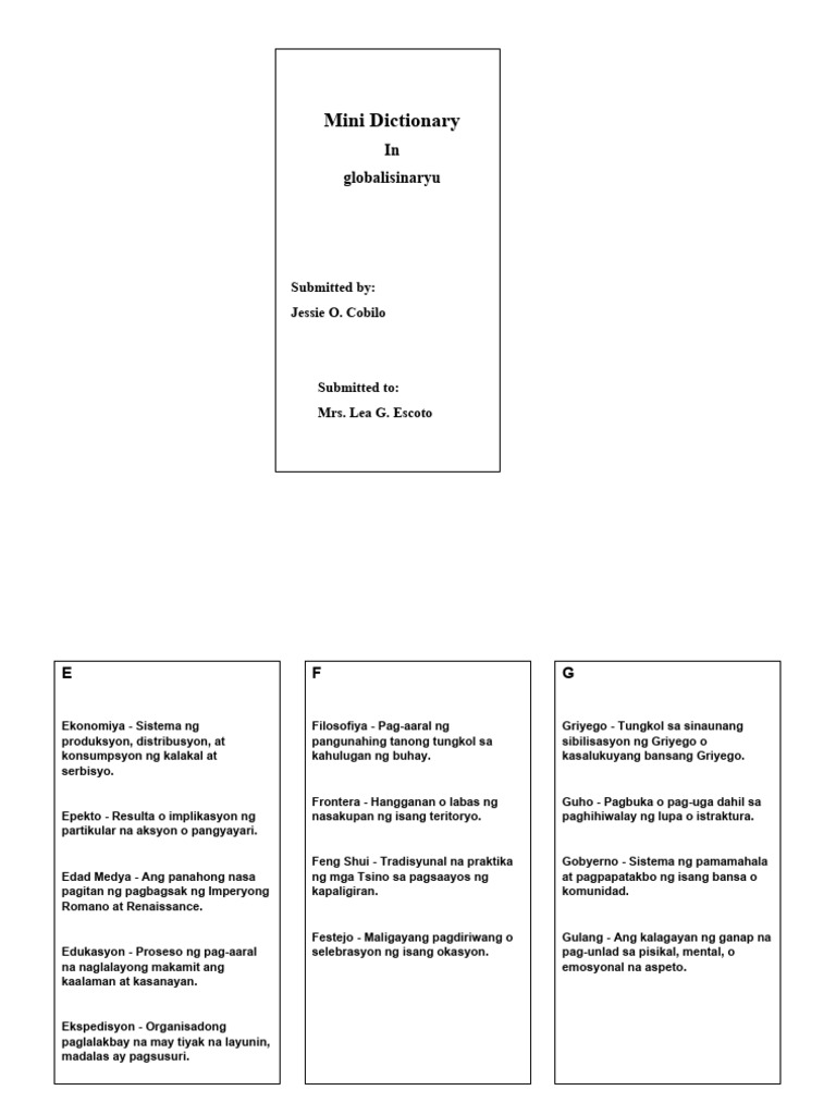 Mini Dictionary | PDF