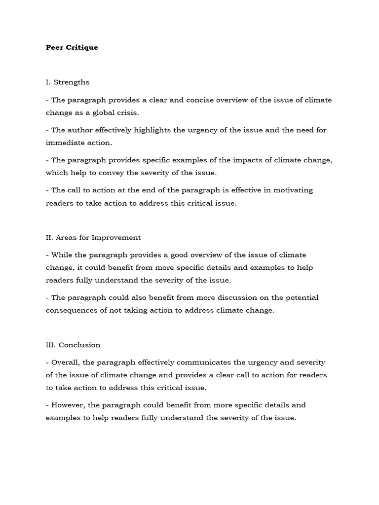 Peer Critique | PDF | Climate Change | Climate