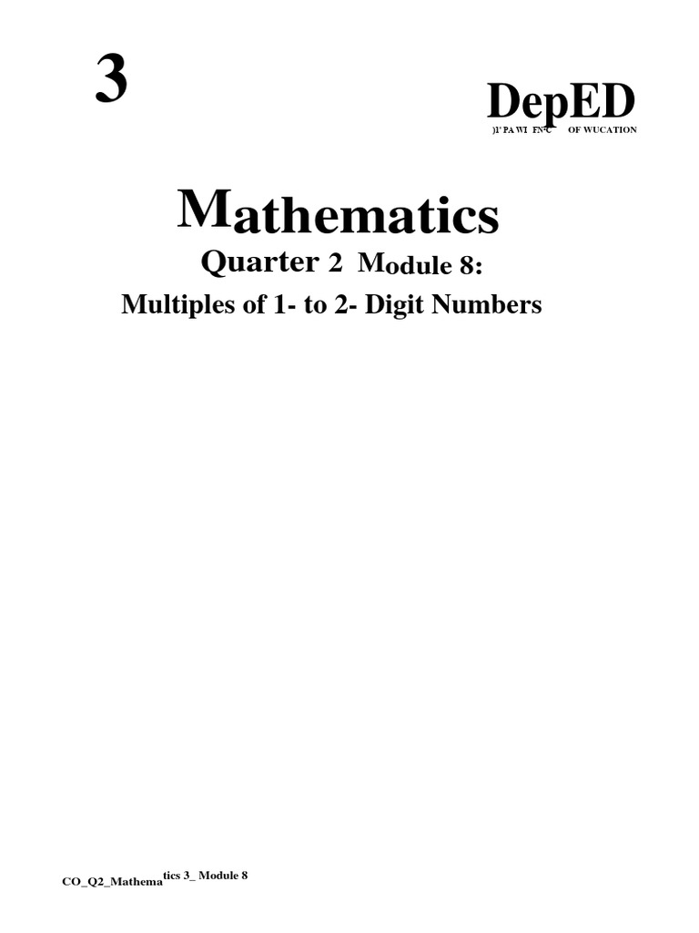 Mathematics 3 Quarter 2 Module 8 Multiples of 1 To 2 Digit Numbers 1 ...