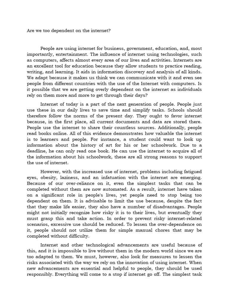 Are We Too Dependent On The Internet | PDF | Internet | Learning
