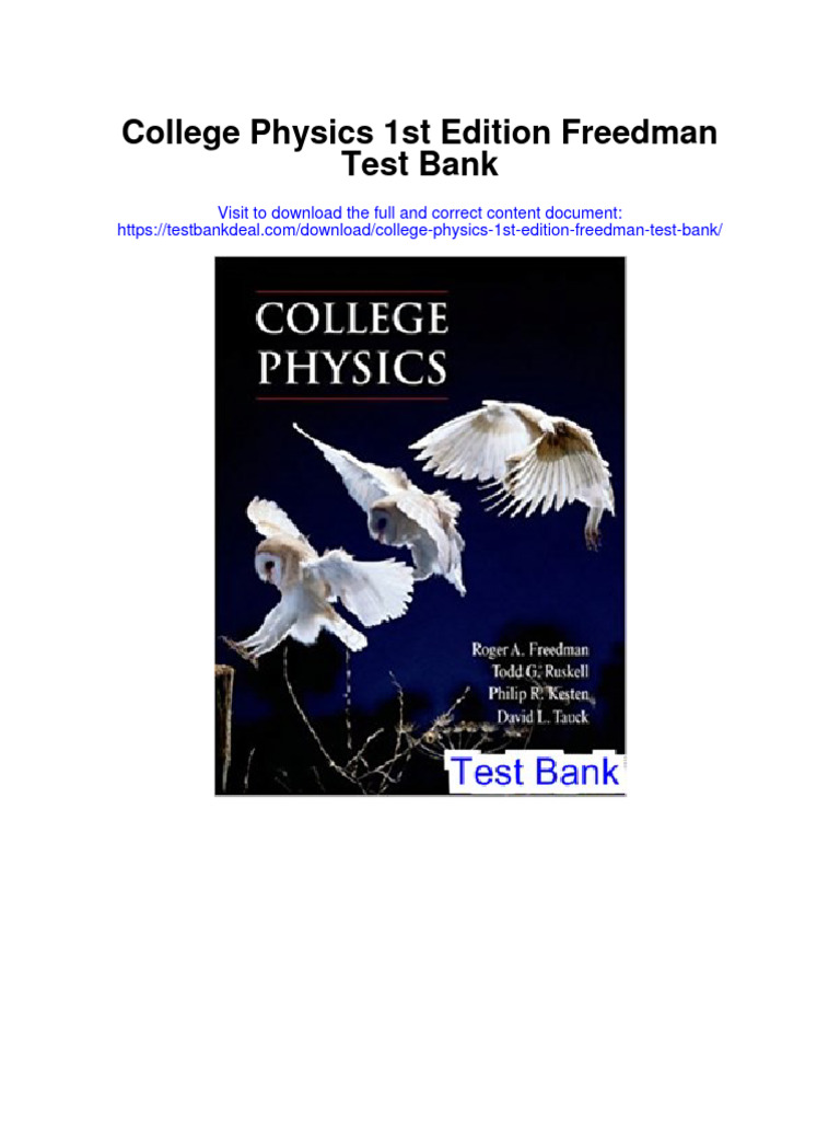 Instant Download College Physics 1st Edition Freedman Test Bank PDF ...