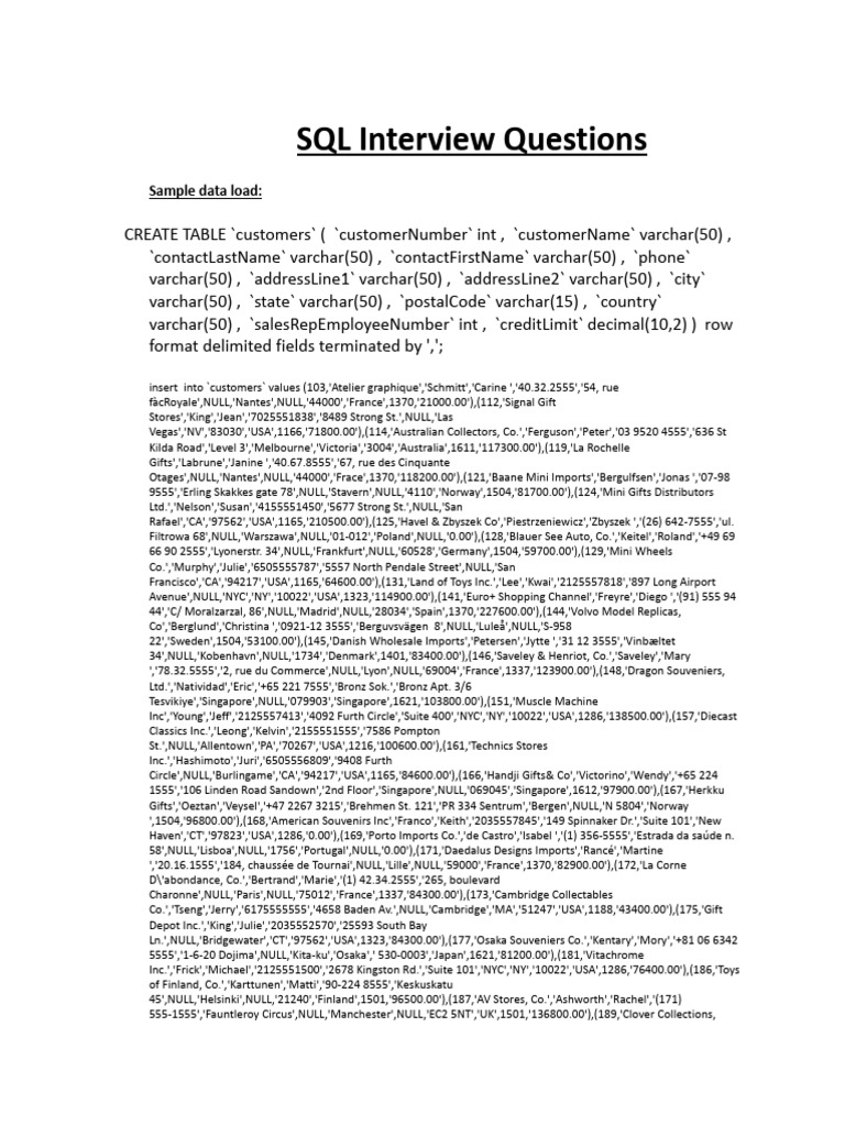 SQL Interview Questions 2021 | PDF | Table (Database) | Information Technology Management