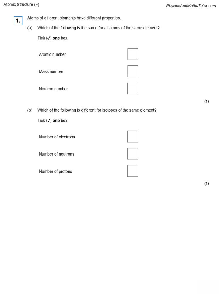 Atomic Structure (F) QP | PDF | Radioactive Decay | Nuclear Physics