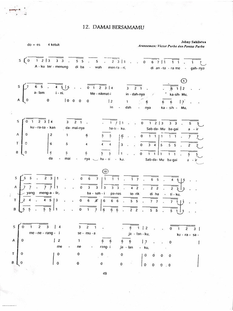 Partitur Damai Bersamamu | PDF
