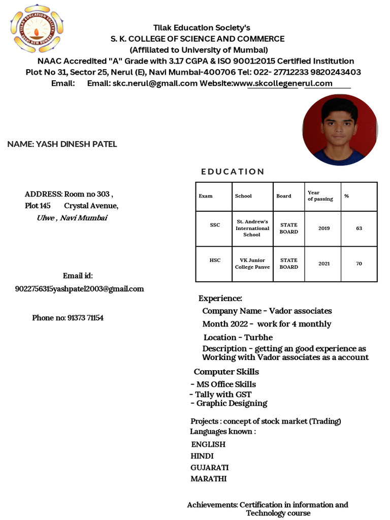Yash Patel Resume | PDF