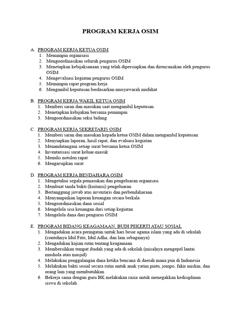 Program Kerja Osim | PDF | Karier & Perkembangan | Perjalanan
