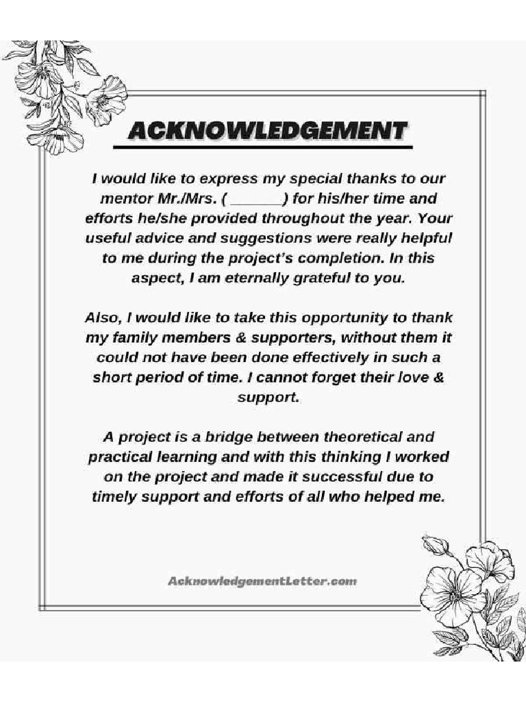 Acknowledgement For Science Project | PDF