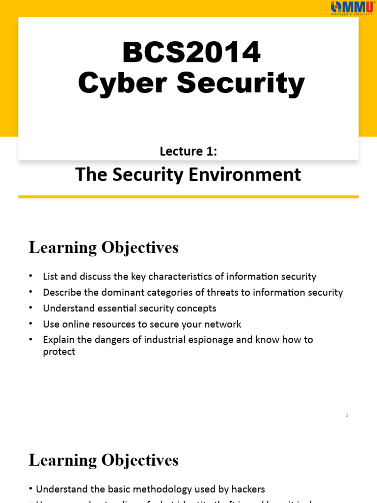 Lecture 1 The Security Environment Pdf Security Computer Security